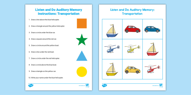 FREE Listen and Do Auditory Memory Activity: Four Words