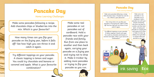 Pancake Day Home Learning Challenges Nursery (Teacher-Made)