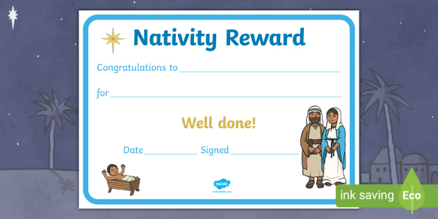 Christmas Nativity Reward Certificate (teacher made)