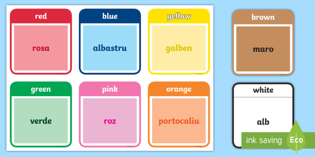 Color Signs Flashcards English/Romanian - Color Signs EAL Romanian ...