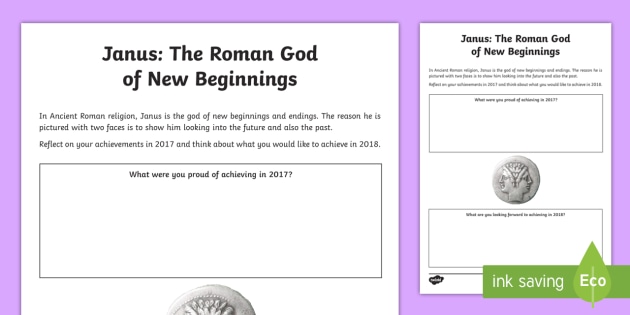 Janus: The Roman God of New Beginnings Worksheet / Worksheet - Janus, Roman
