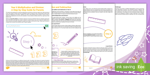 Multiplication and Division Parent Guide and Activity Ideas - Year 6 ...
