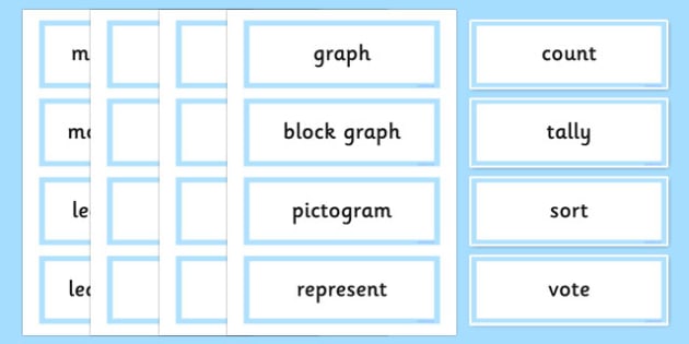 Year 2 Maths Vocabulary Word Cards Organising and Using Data