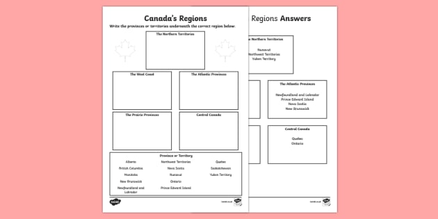 Canada's Regions Activity (teacher made)