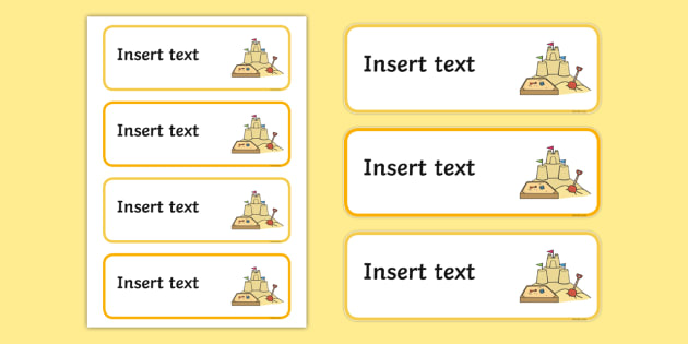 👉 Editable Sand Area Tray Name Labels - Editable Sand Area Tray Name Labels
