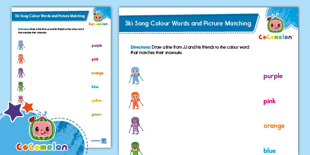 CoComelon-Ski Song Colour Words and Picture Matching