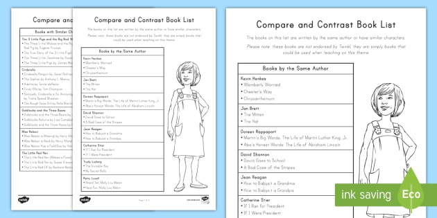 Comparing and Contrasting Stories Book List