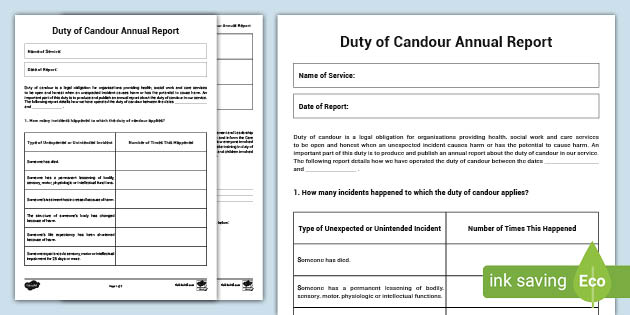 Duty of Candour Report Template