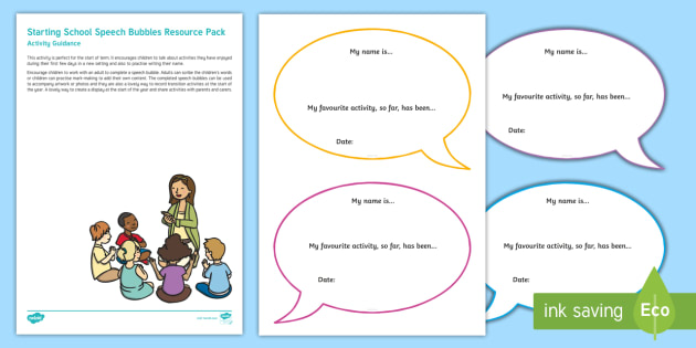 Starting School Speech Bubbles Resource Pack (teacher made)