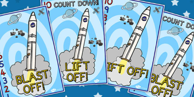 Space Rocket Countdown Display Posters 10-0