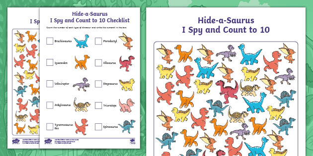 Hide-a-Saurus I Spy and Count Activity to 10 (teacher made)