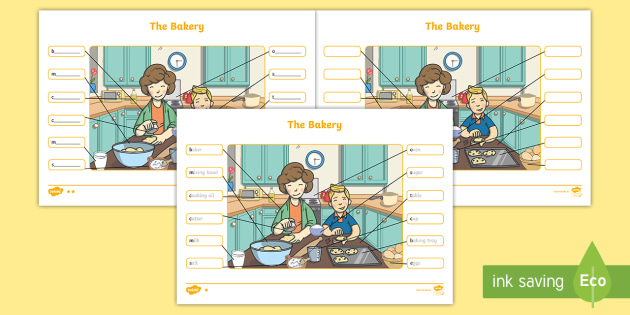 The Bakery Aistear Labelling Differentiated Worksheet