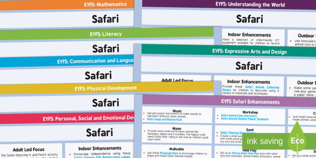 EYFS Safari Lesson Plan and Enhancement Ideas (teacher made)