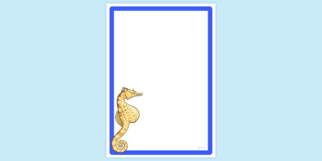 FREE! - Large Bellied Seahorse Page Border (teacher made)