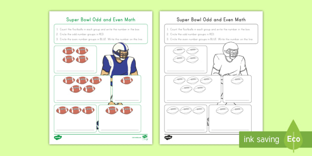 Super Bowl Odd and Even Math Activity (teacher made)