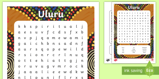 Uluru Word Search (teacher made)
