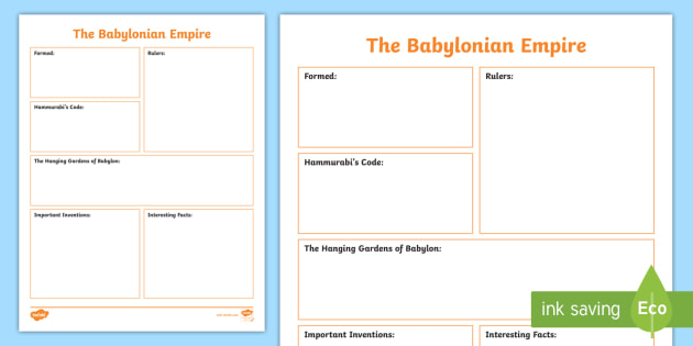 Ancient Mesopotamia: Babylonian Empire Worksheet