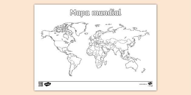 Mapamundi Con Nombres Para Colorear