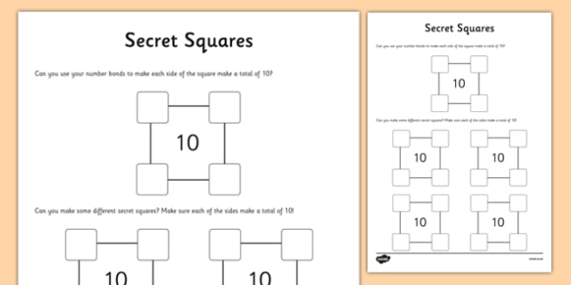 Secret Squares Worksheet / Worksheet, worksheet