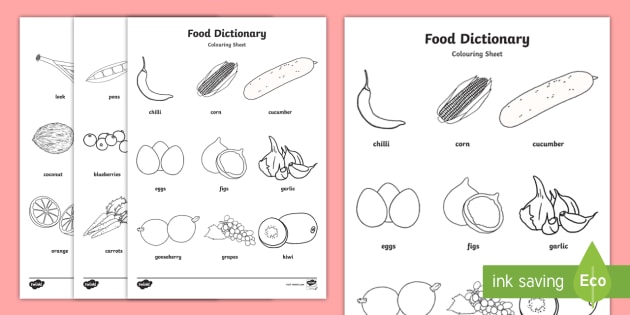 Food Dictionary Colouring Pages - Fruit Dictionary Colouring Sheet