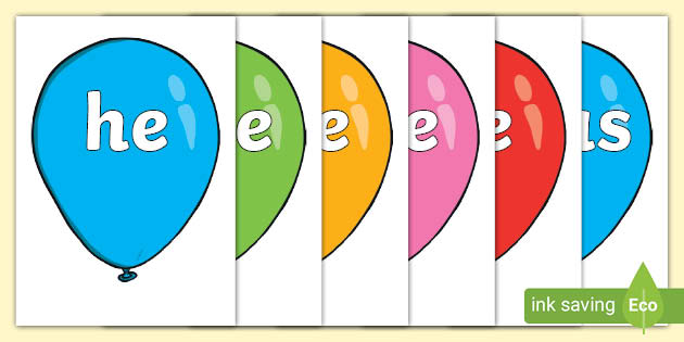 Phase 3 Tricky Words on Balloons Display Cut-Outs