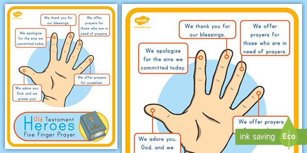 Vacation Bible School: Old Testament Heroes Five Finger Prayer Poster