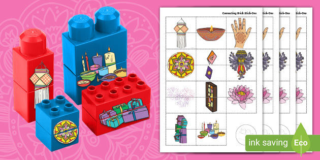 Diwali Matching Connecting Bricks Game (teacher made)