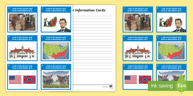 Civil War Write It Information Cards (teacher made)