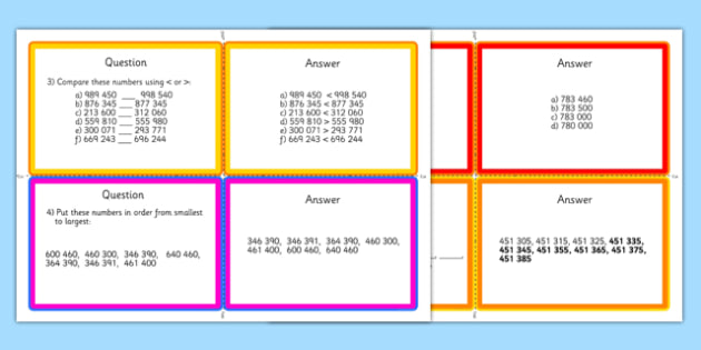Grade 5 Number and Place Value Challenge Cards - challenge cards