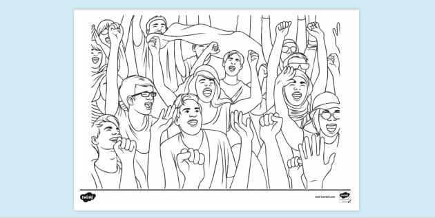 Olympic Crowd Shouting Colouring Sheet