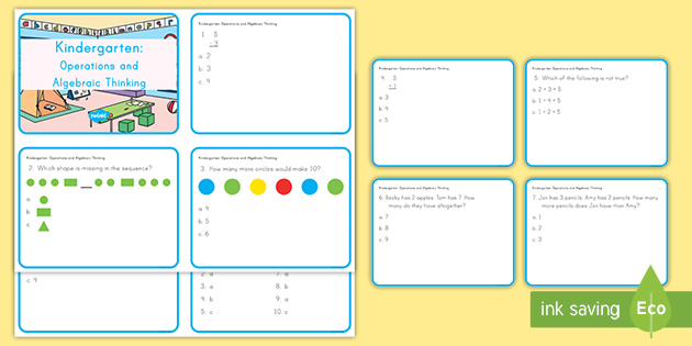 Kindergarten Operations and Algebraic Thinking Task Cards