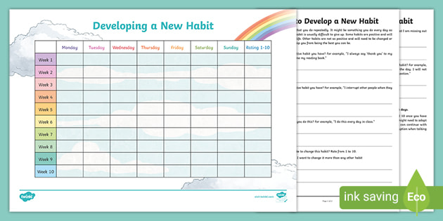 How to Develop a New Habit Worksheet