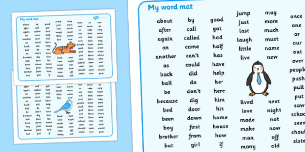Word Mat Early/First (teacher made)