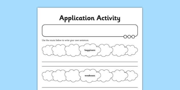 Application Worksheet / Worksheet Forming Nouns using ness