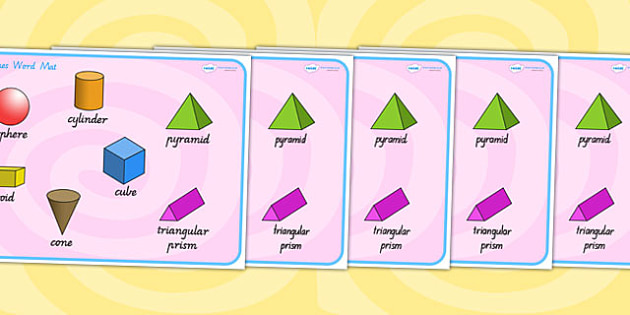 3D Shape Word Mat - 3D, shapes, 3D shapes, word mat, keywords