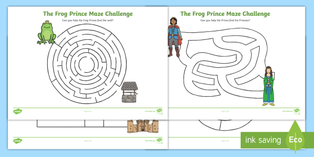 The Frog Prince Differentiated Maze Worksheet / Worksheet Pack