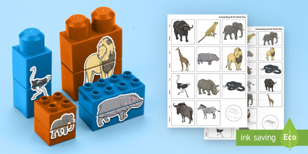 Safari Animals Matching Connecting Bricks Game