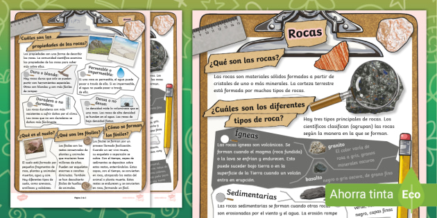 Hoja De Trabajo De Vocabulario Sobre El Ciclo De Las Rocas
