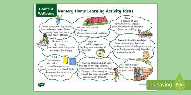 Health and Wellbeing Nursery Home Learning Ideas