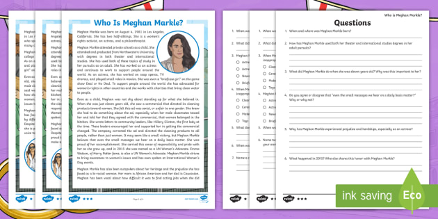 * NEW * Who Is Meghan Markle? Differentiated Reading Comprehension Activity