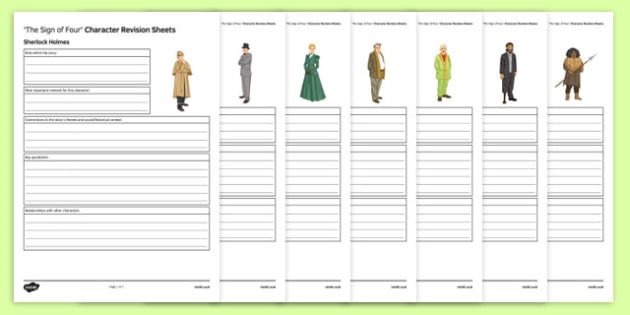 GCSE The Sign of Four Character Revision Sheets
