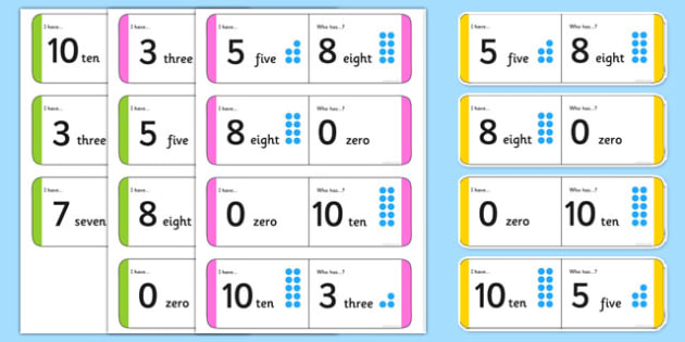 Numbers 0-10 Small Group Loop Cards
