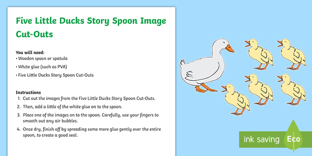 Five Little Ducks Story Spoon Image Cut-Outs (teacher made)