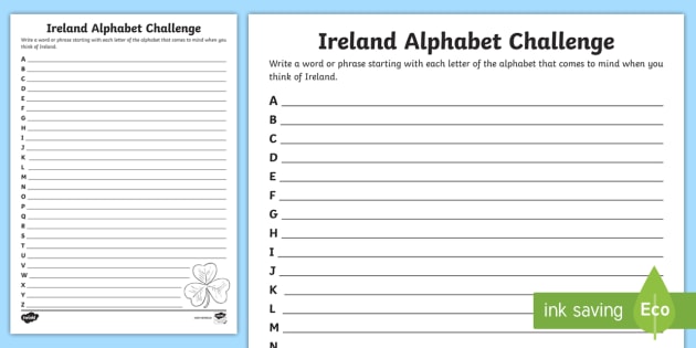 Ireland Alphabet Challenge Writing Worksheet / Worksheet
