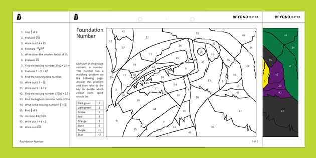 👉 Foundation Number Revision Colour by Number | KS4 Maths