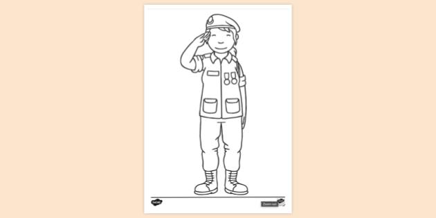 FREE! - Female Soldier Colouring Page | Colouring Sheets