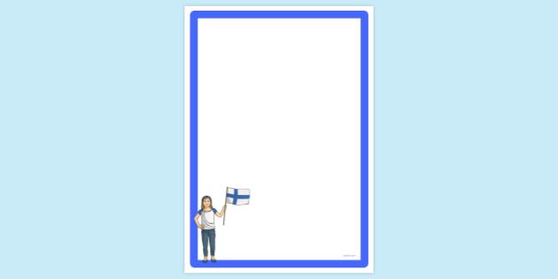FREE! - Girl With Finnish Flag Page Border (teacher made)