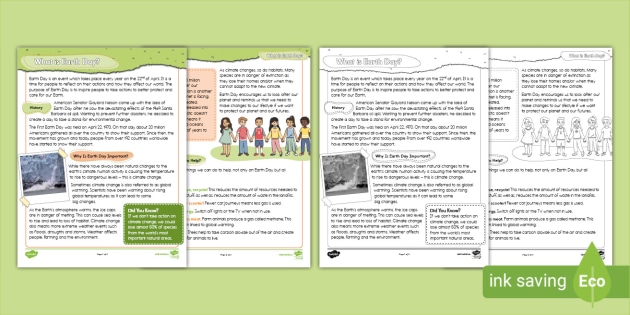 Earth Day Fact File - Grades K-3 (teacher made)