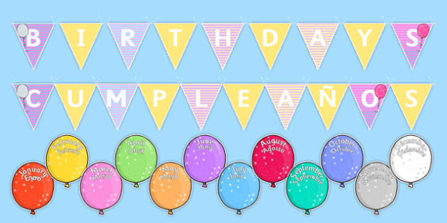 Balloon Themed Birthday Display Pack Spanish Translation