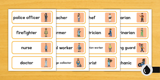 Esl Community Helpers Poster Flashcards Worksheets By